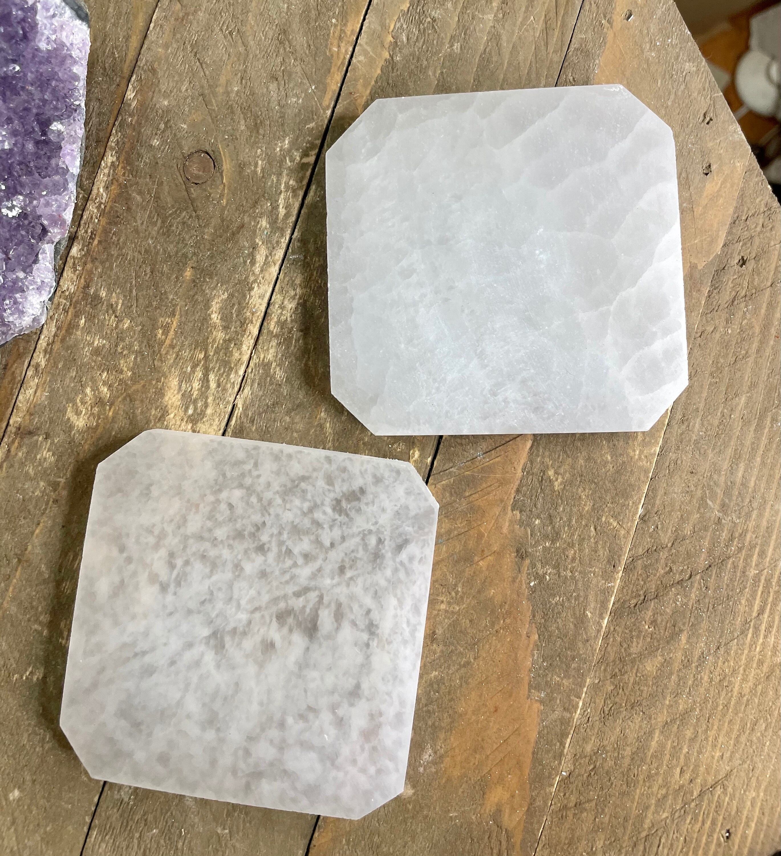Selenite Square, Cut Corners, Polished Charging Plate: Metaphysical ...