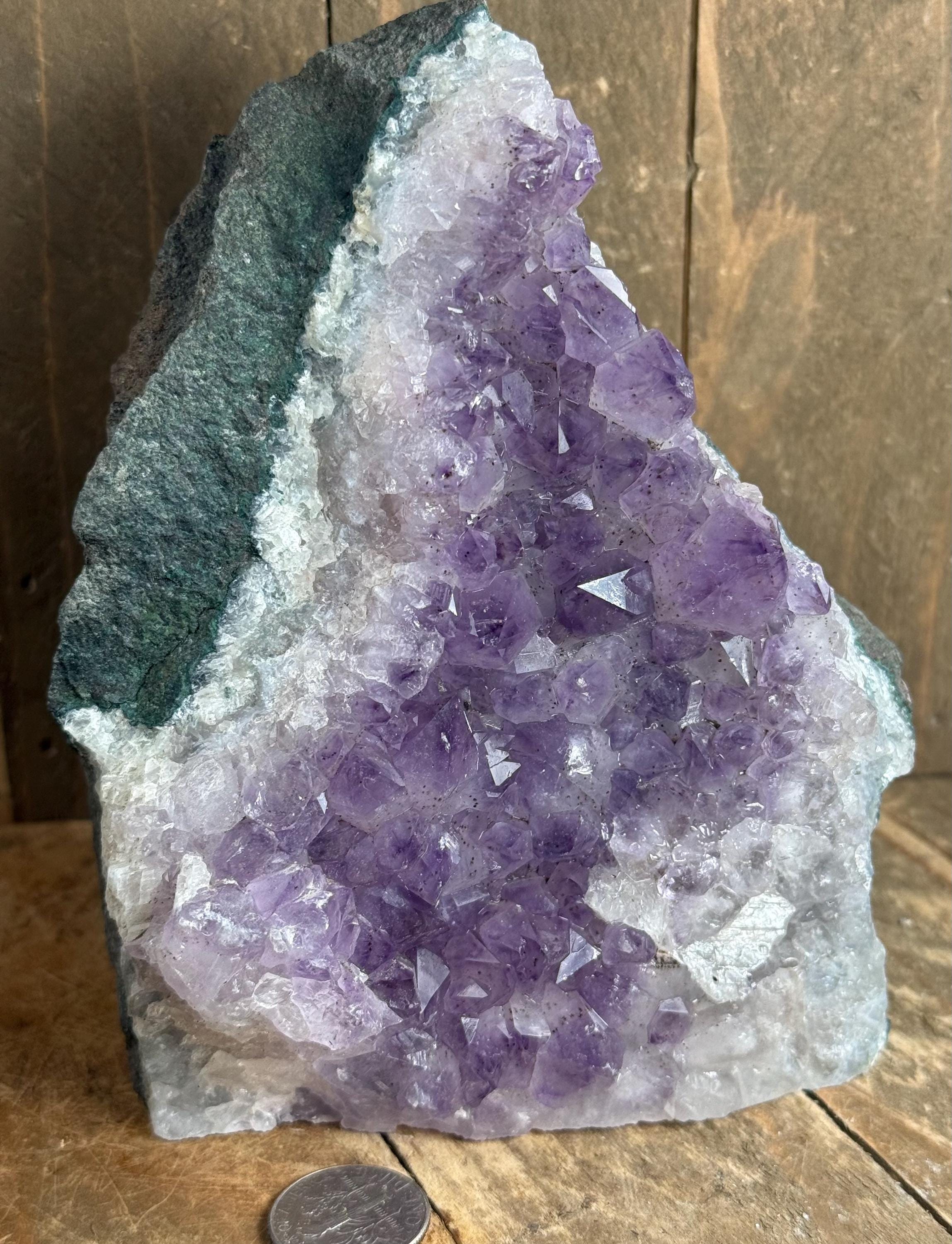 Very Cool Standing Brazilian Amethyst Cluster , Cut Base Druze Geode ...