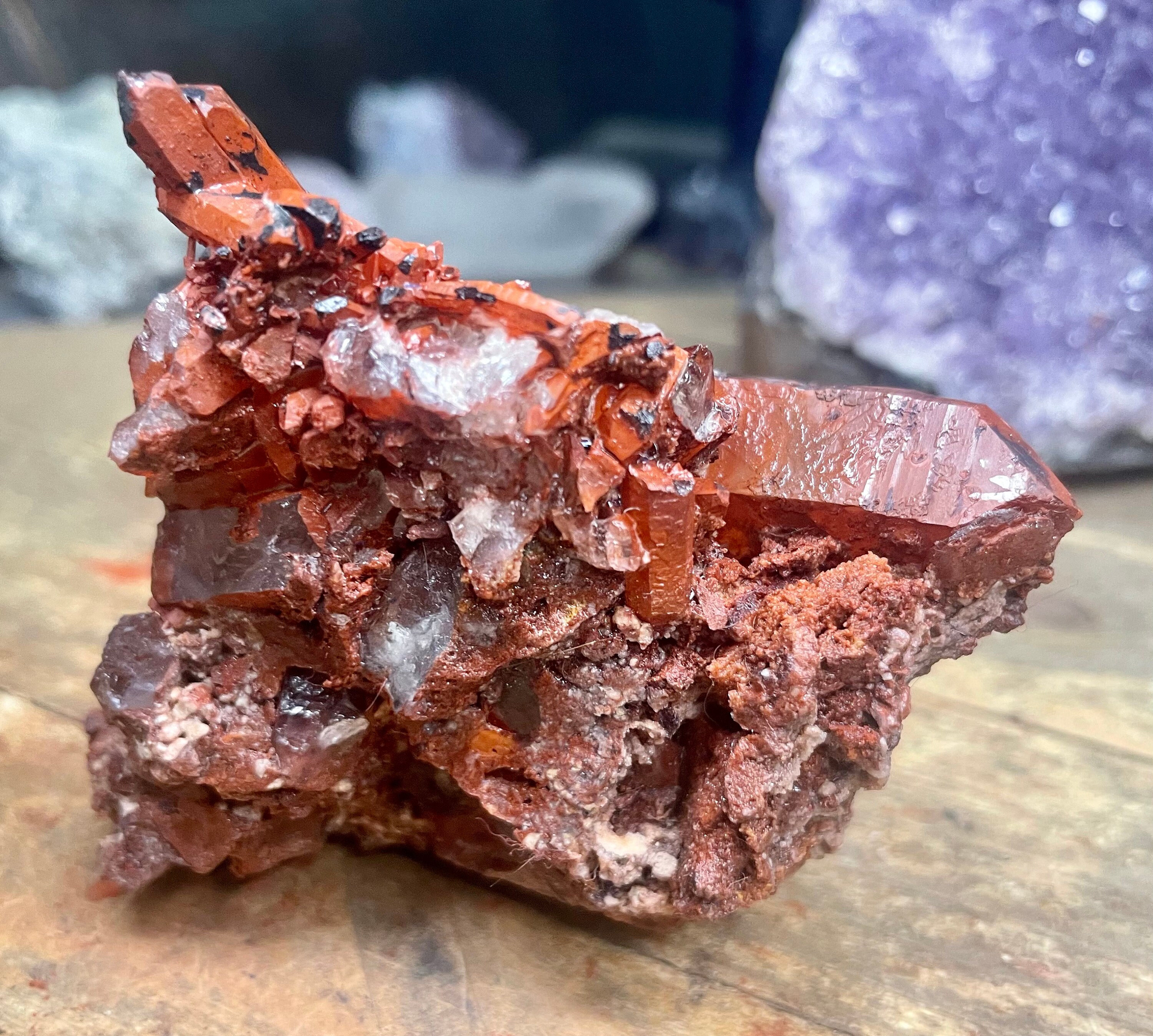 Red Dragon Quartz Multi point cluster Red Phantom Quartz Red Hematite ...
