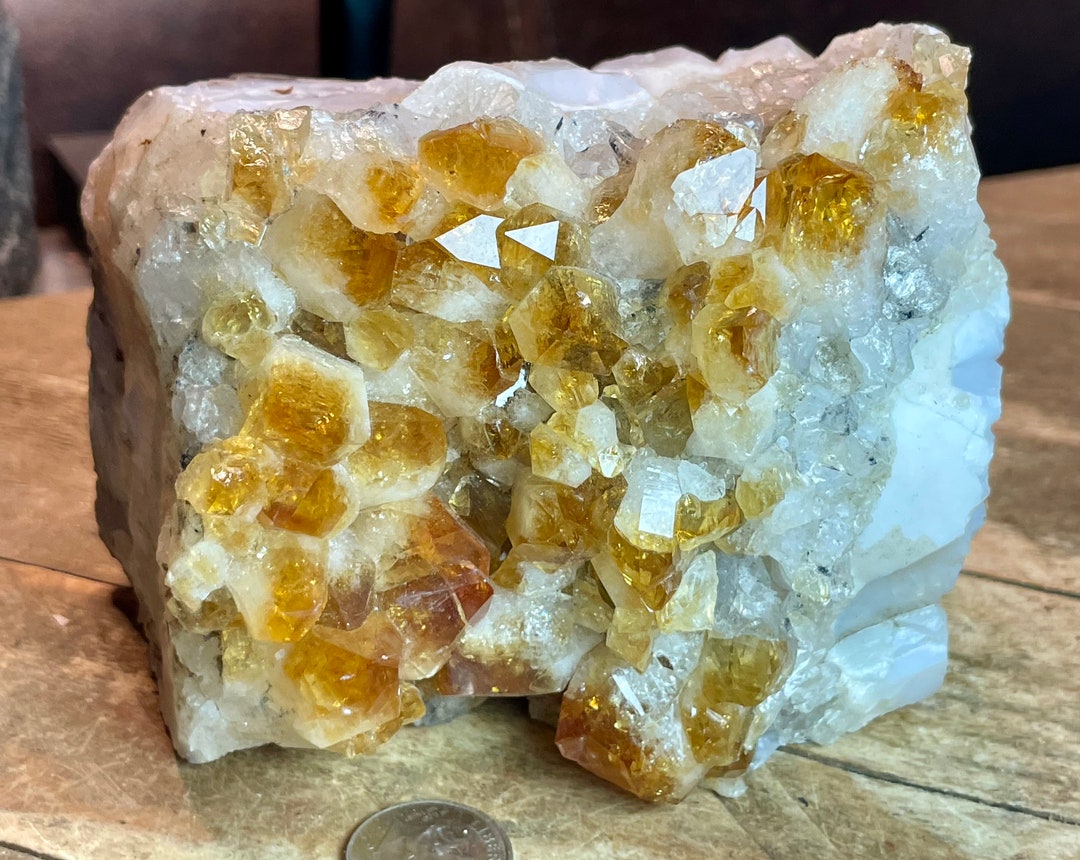 Citrine Crystal Cut Base Cluster Display Specimen Healing Chakra Geode ...