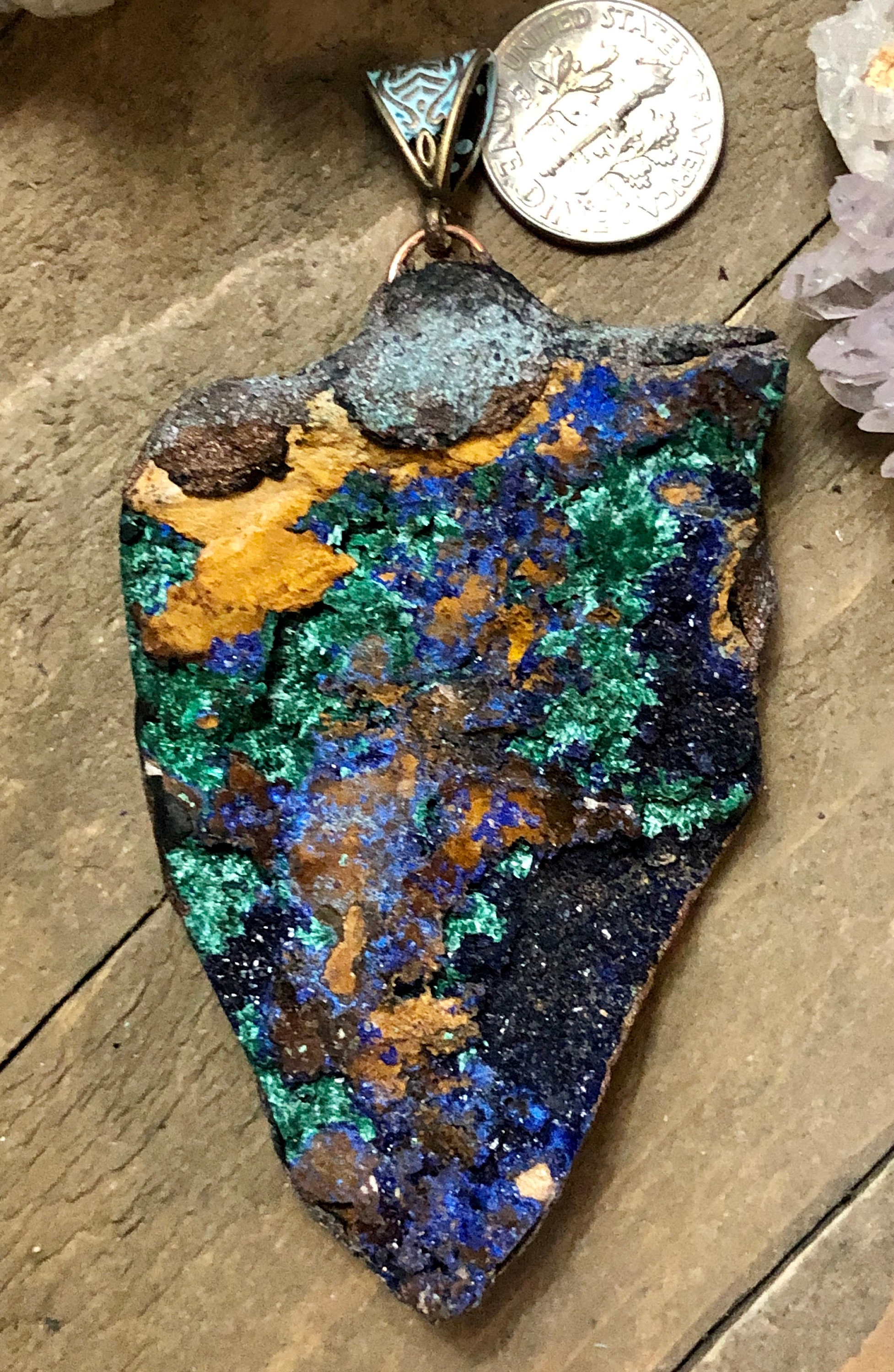 Azurite crystal pendant raw stone azurite,rough crystal, gemstone ...