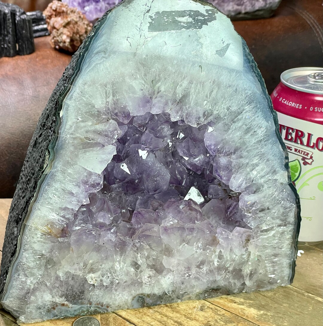 Standing Amethyst Cathedral, Cut Base Druze Geode, Amethyst Cut Base Amethyst Cathedral, Crystal ...