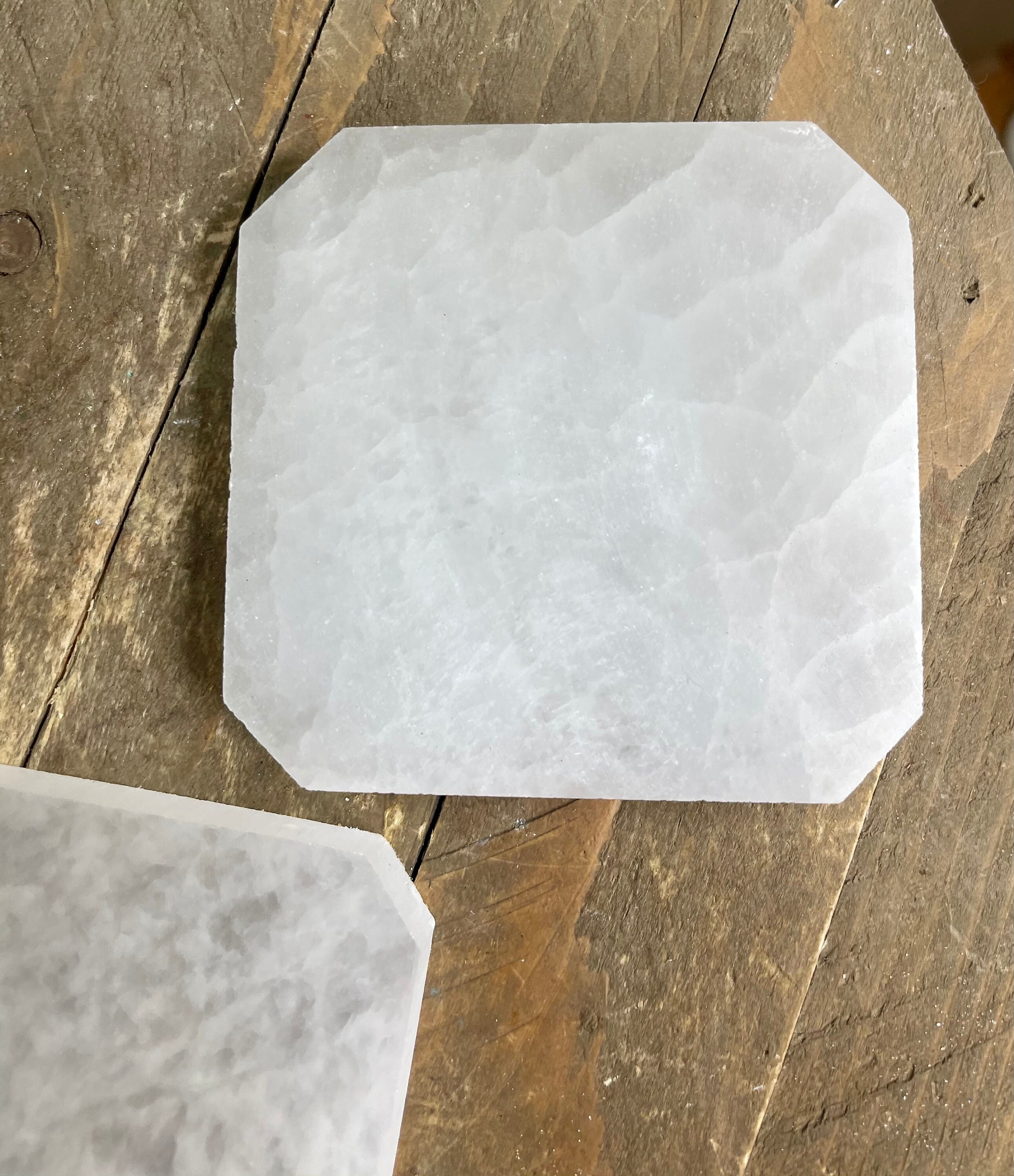 Selenite Square, Cut Corners, Polished Charging Plate: Metaphysical ...