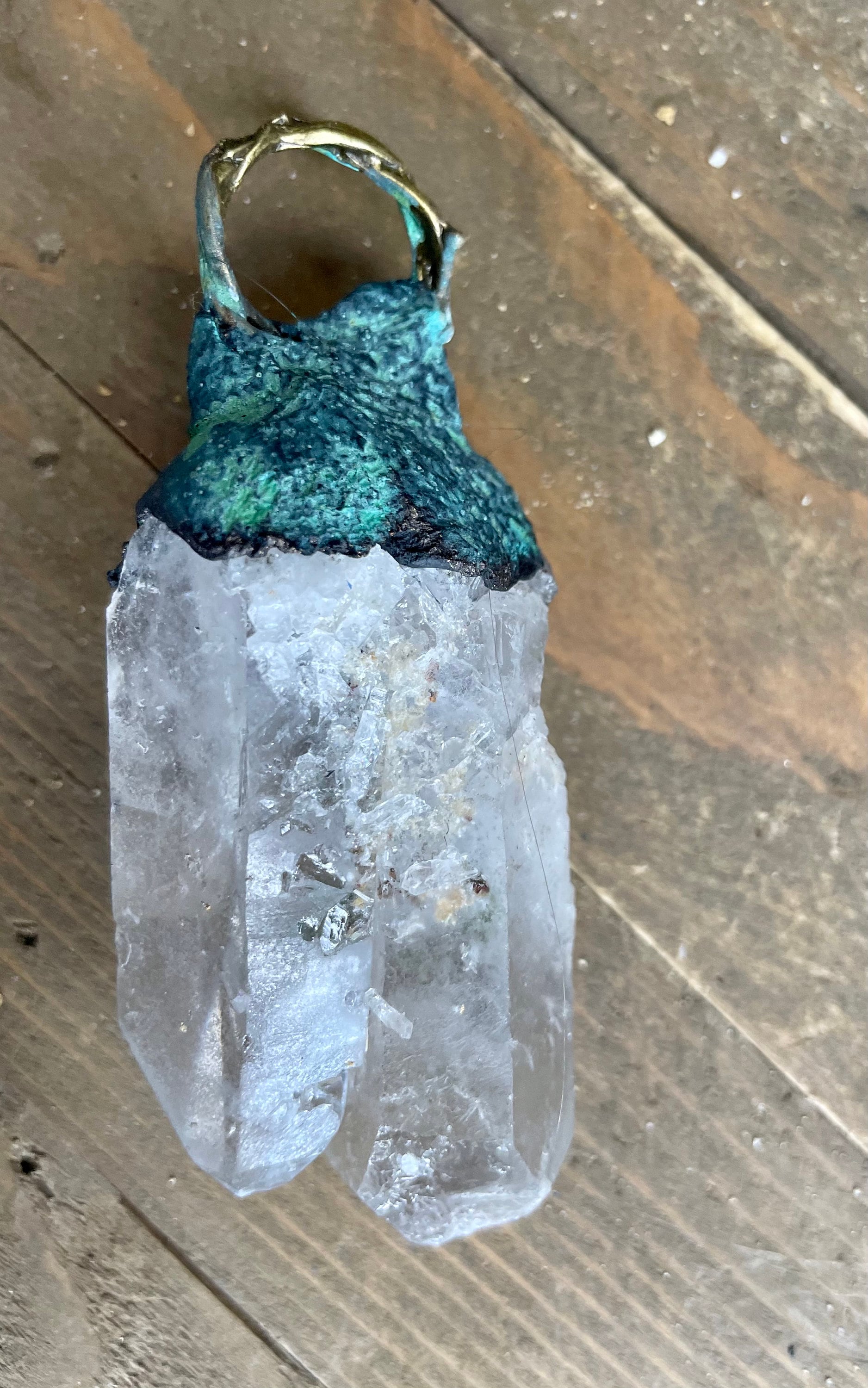 Quartz Crystal Point pendent w/aragonite raw stone crystal, Quartz ...