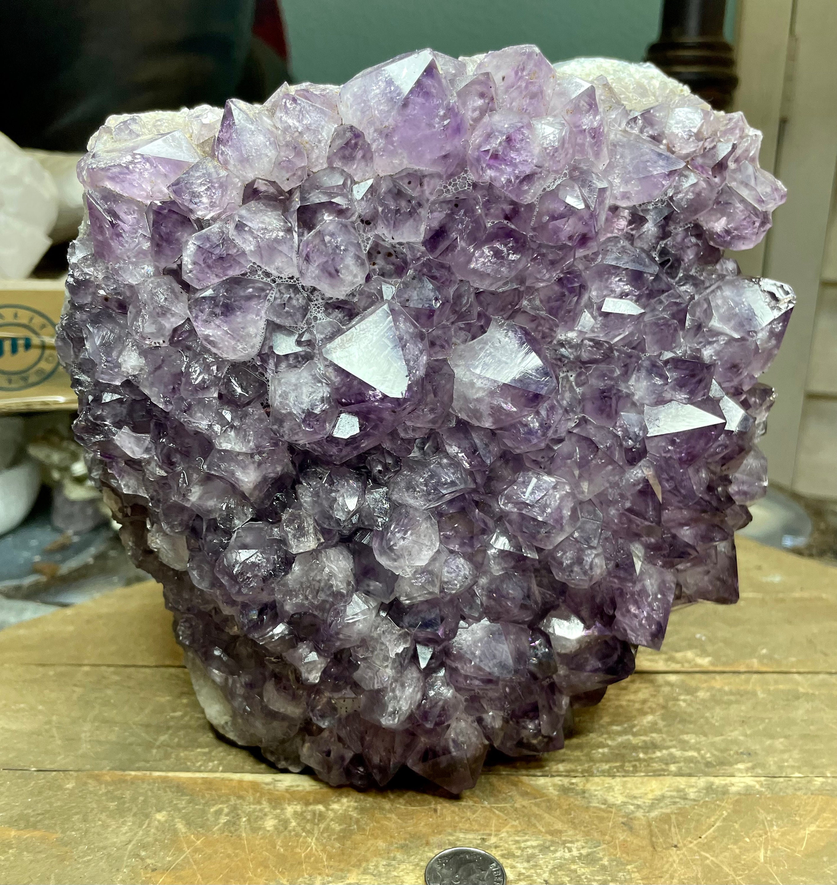 large Standing Amethyst Cluster, Cut Base Druze Geode, Amethyst Cut ...