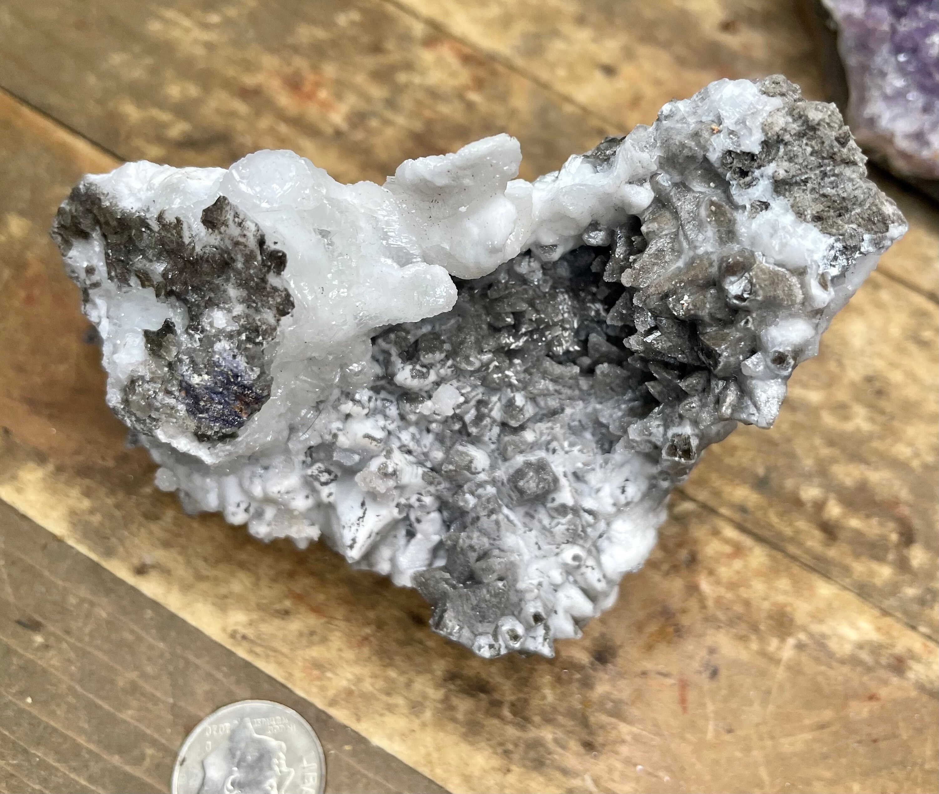 Rare botryoidal Fluorite on Dog Tooth Calcite Cluster from Mexico ...
