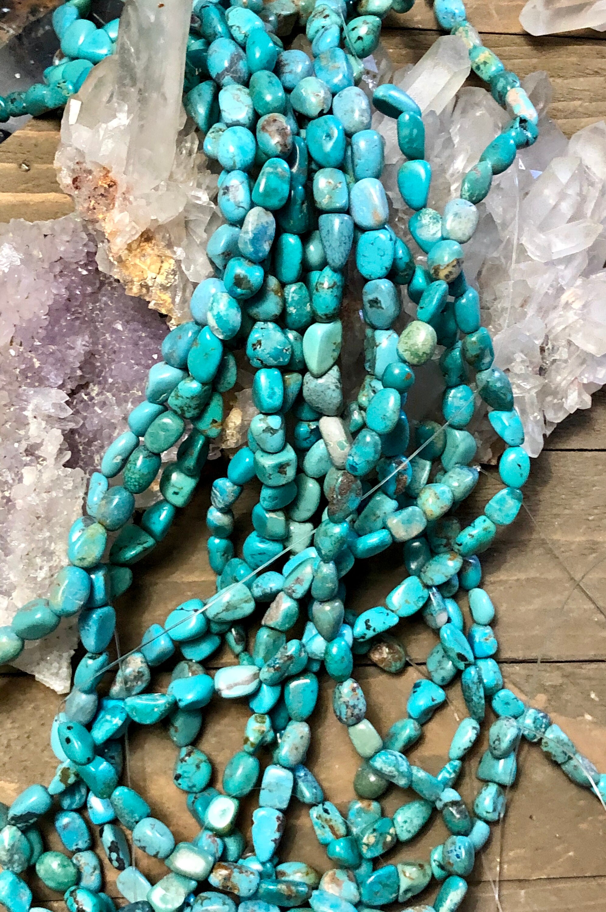 Turquoise Beads Nuggets Bluegreen beads, Genuine Turquoise 16 inch ...