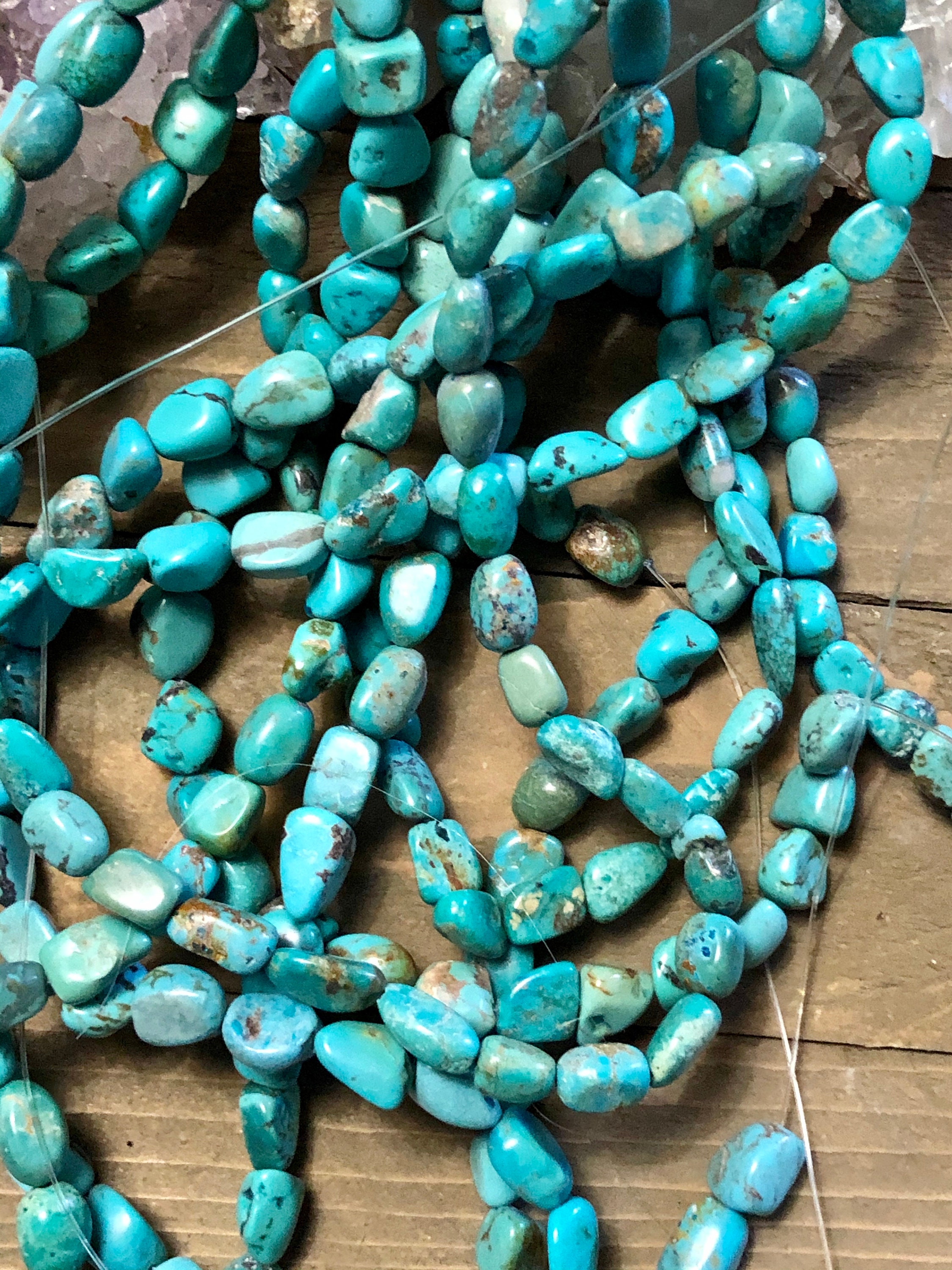 Turquoise Beads Nuggets Bluegreen beads, Genuine Turquoise 16 inch ...