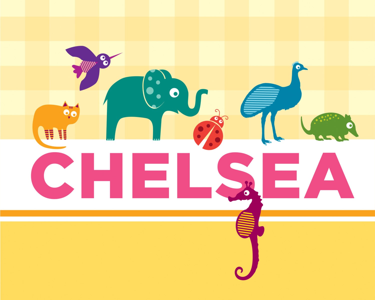 Custom Girl Animal Name Art Print - Etsy