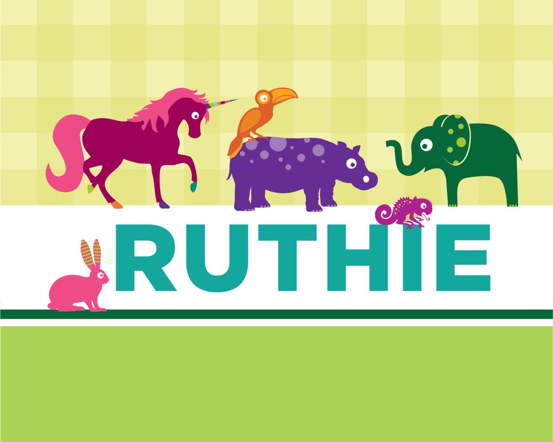 Custom Girl Animal Name Art Print - Etsy