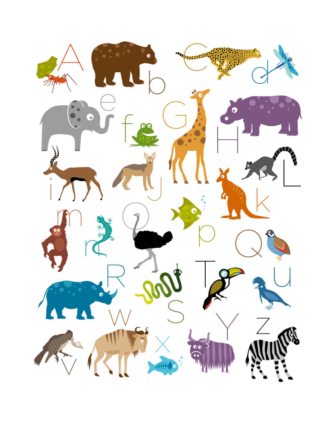 Safari / Jungle Animal Alphabet Print - Etsy