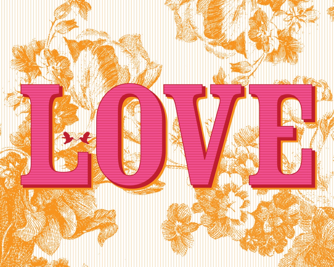 Vintage Inspired Floral Love Art Print - Etsy