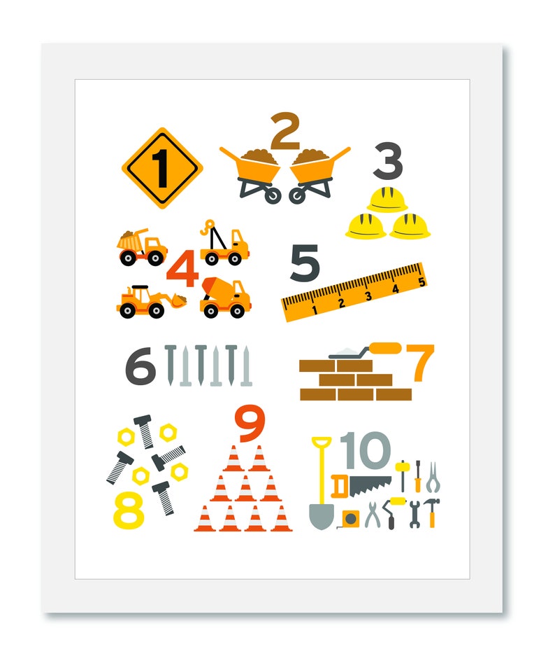 Construction Numbers Print - Etsy