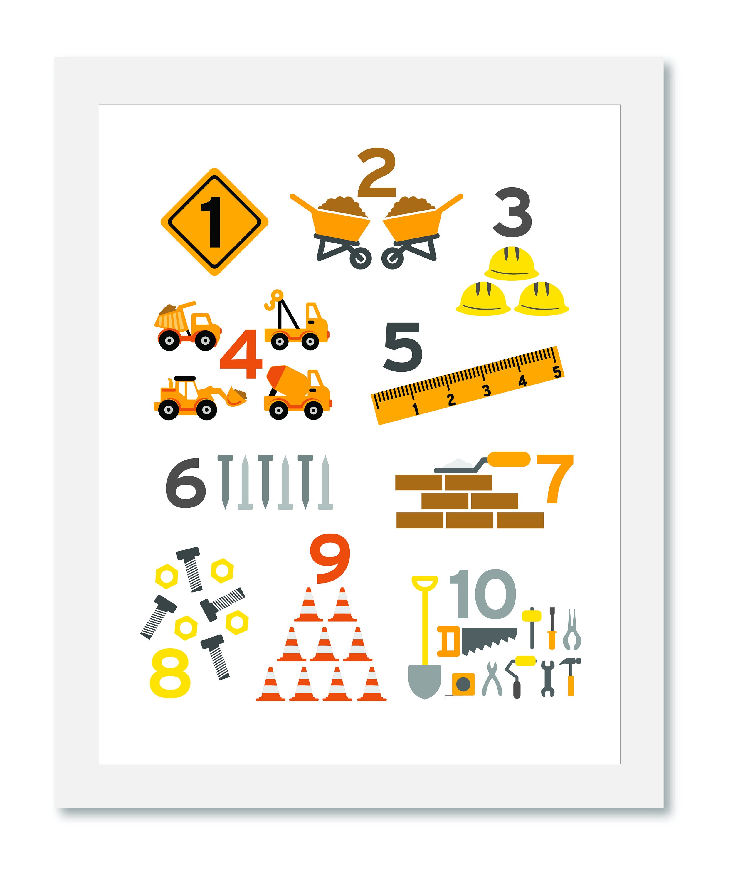 Construction Numbers Print - Etsy
