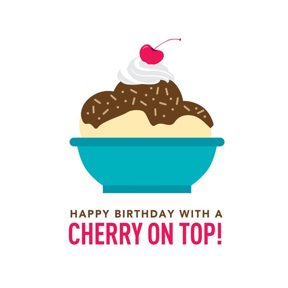 Happy Birthday with a Cherry on Top card | Etsy
