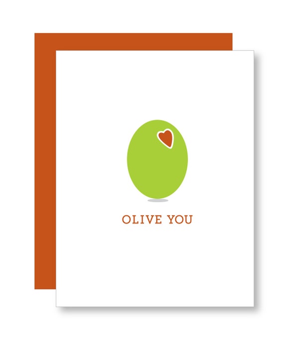 Olive You Love Card | Etsy