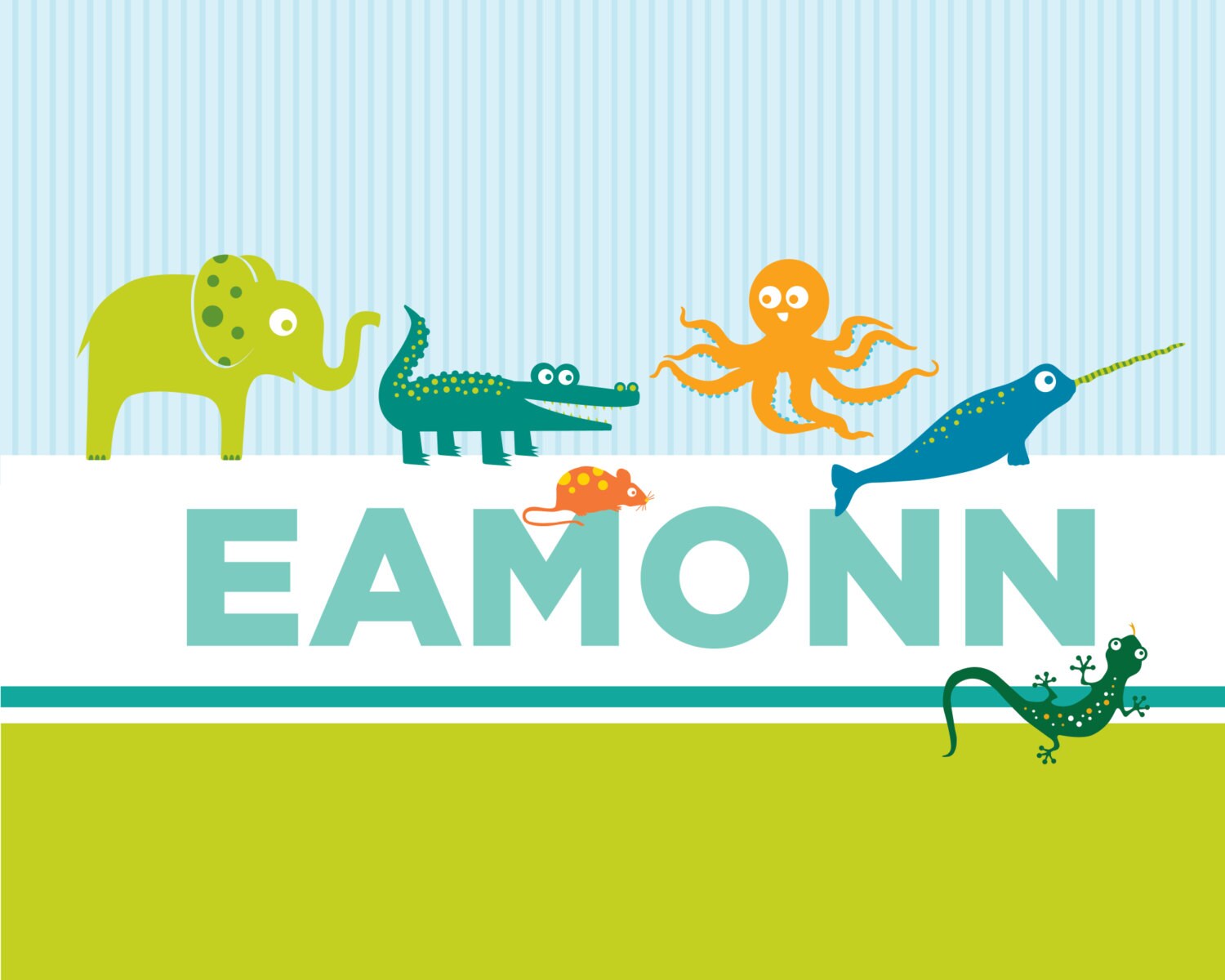 Custom Boy Animal Name Art Print - Etsy