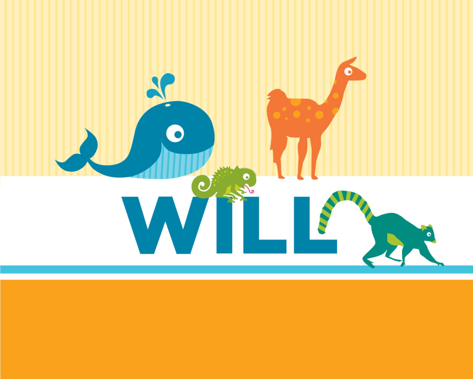 Custom Boy Animal Name Art Print - Etsy