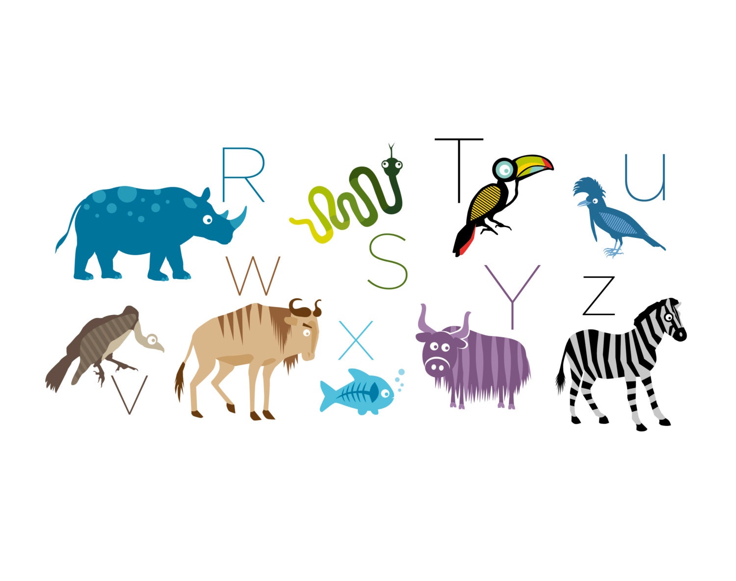 Safari / Jungle Animal Alphabet Print - Etsy