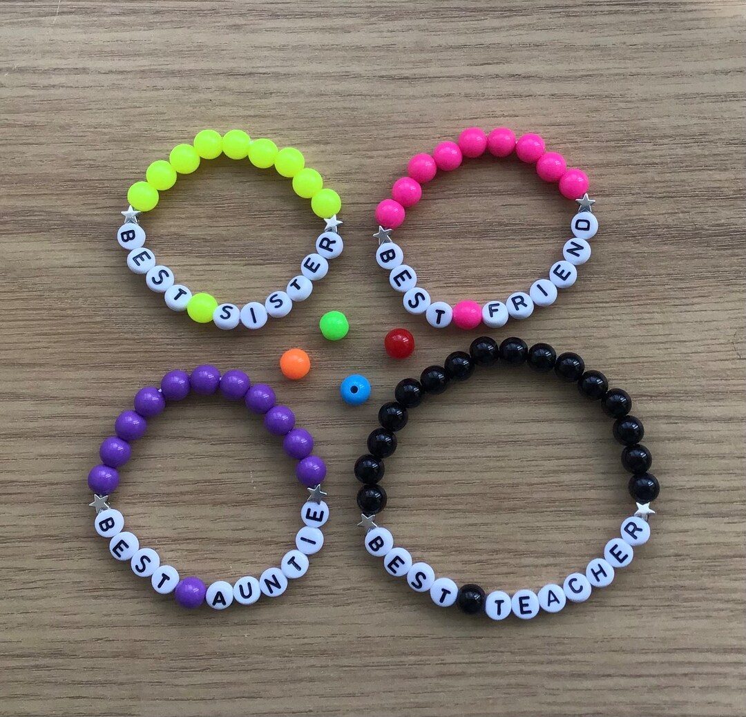 PERSONALISED Bead Caption Bracelets Best Friend Teacher - Etsy