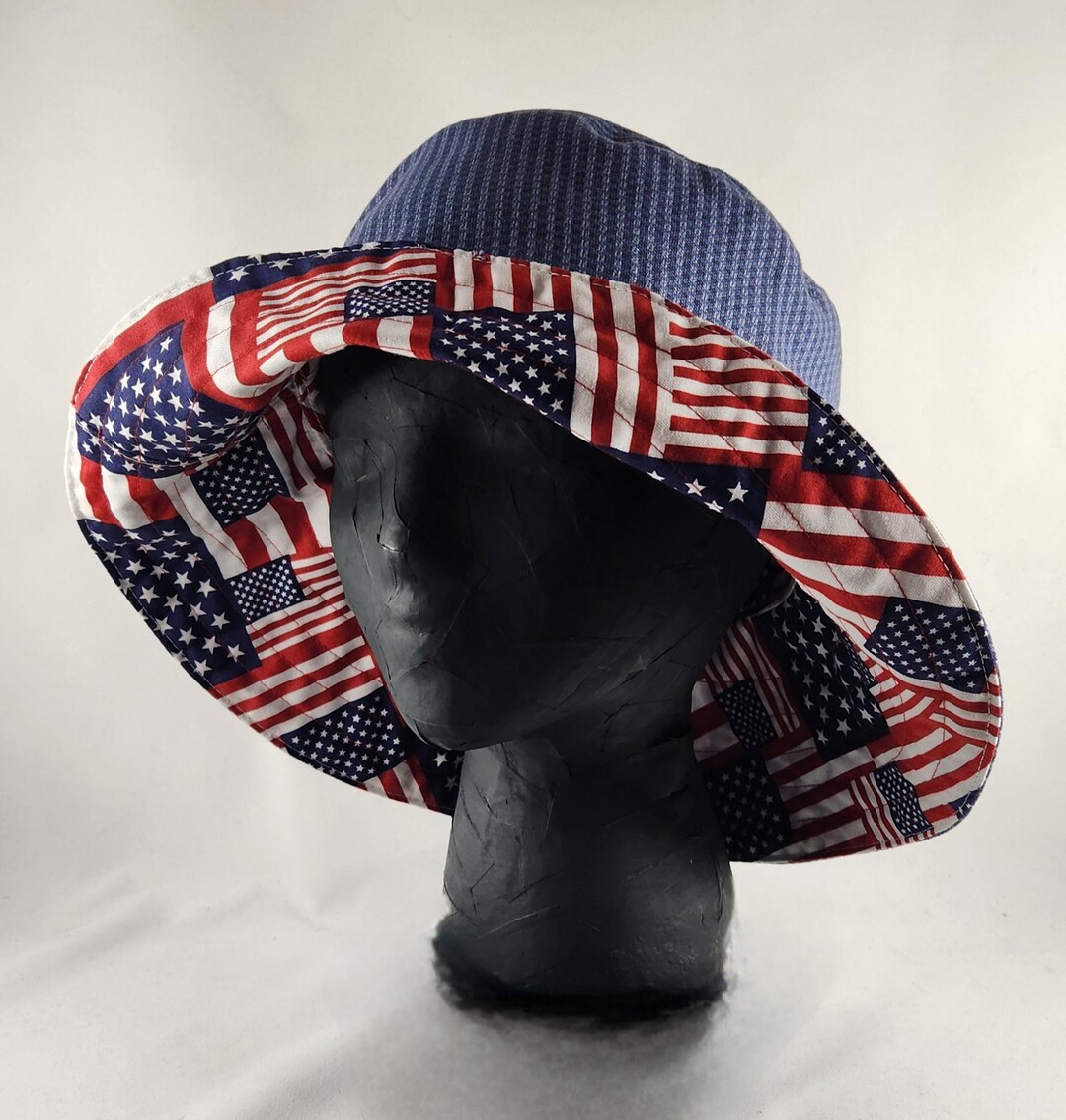 Blue White and Red Sun Hat - Etsy