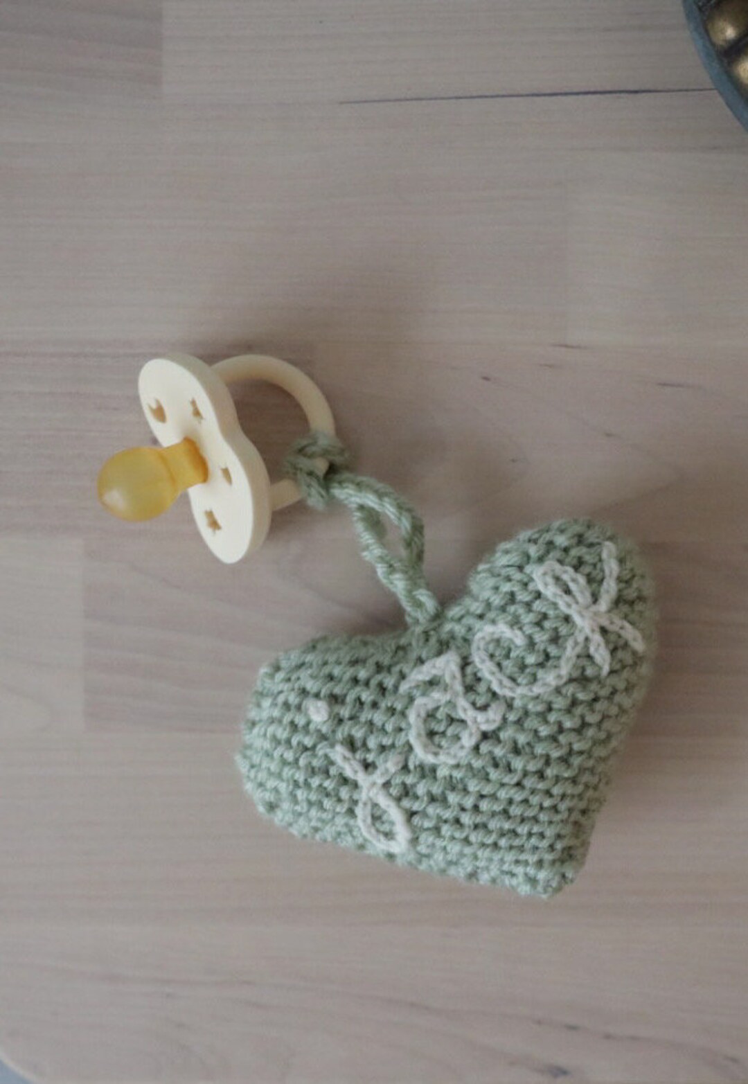 Hand-knit Stuffed Heart Lovey: Personalized Pacifier Clip - Etsy