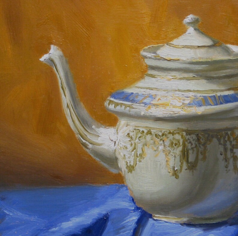 Turkist Teapot, 7" X 7", Print of Original Oil Painting on Canvas Paper ...