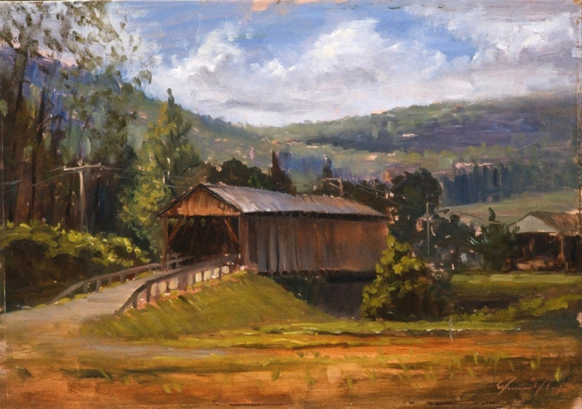 Covered Bridge, Print of Original Oil Painting - Etsy