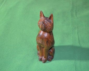 Carved wooden cat | Etsy