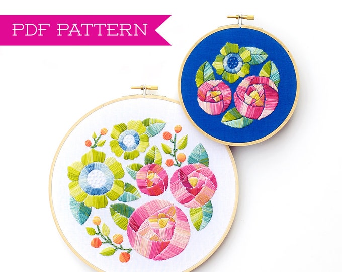 PDF Pattern Flower Embroidery Embroidery Pattern Hoop Art - Etsy
