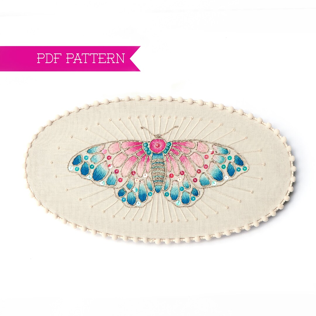 PDF Embroidery Pattern, Moth Embroidery, Butterfly Pattern, Thread ...