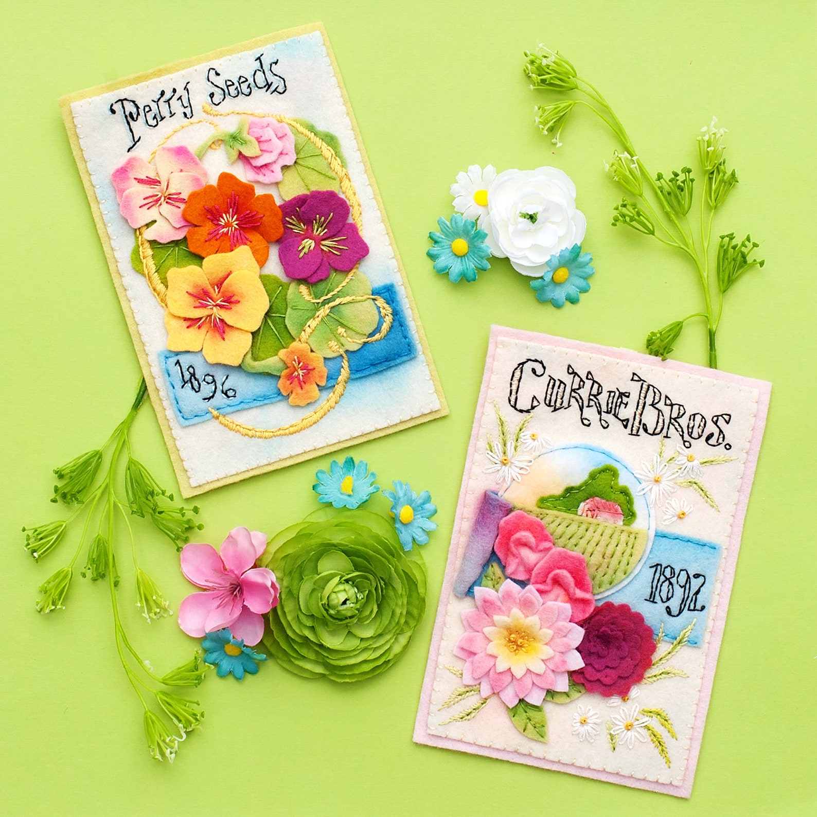 PDF Pattern, Wool Felt Pattern, Seed Packet, Flower Embroidery, Garden ...