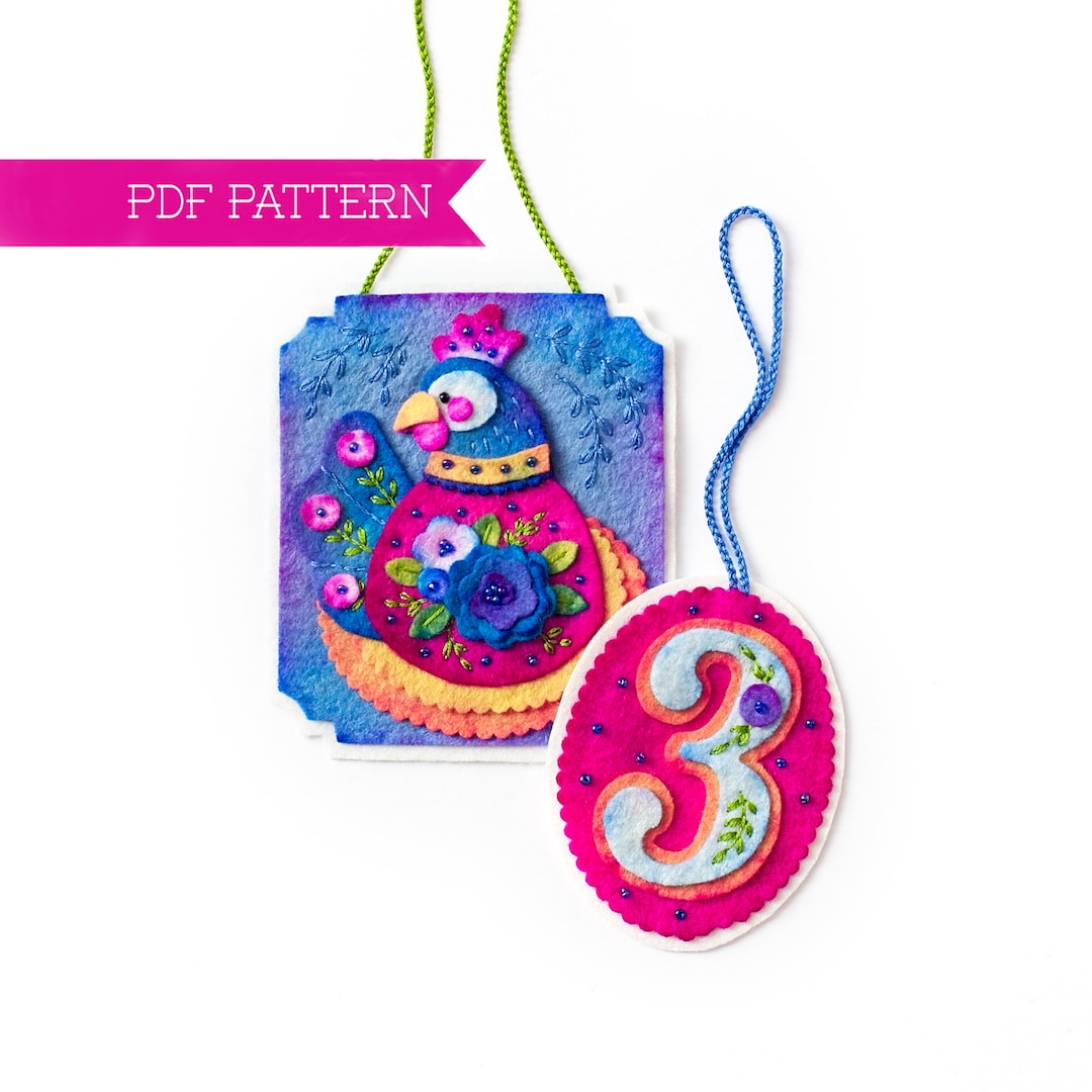 Twelve Days of Christmas PDF Patterns #3, French Hen Ornaments, DIY ...