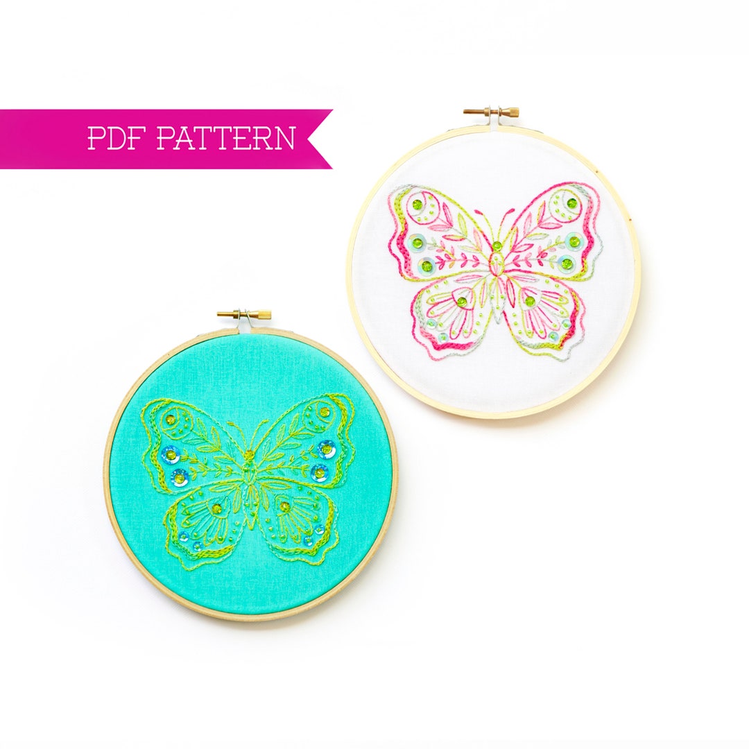 Butterfly Embroidery Pattern, Beginner PDF, Moth Hand Embroidery ...