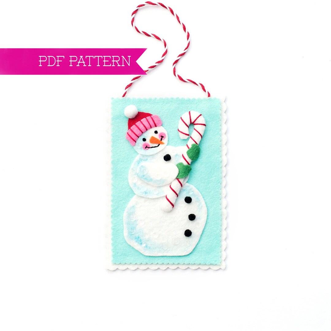 Wool Felt PDF Pattern, Snowman Ornament, Christmas Ornament, DIY ...
