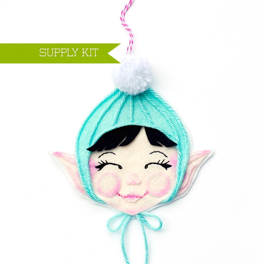 Elf Ornament Kit, DIY Craft Kit, Christmas Craft, Xmas Supply Kit, Wool ...