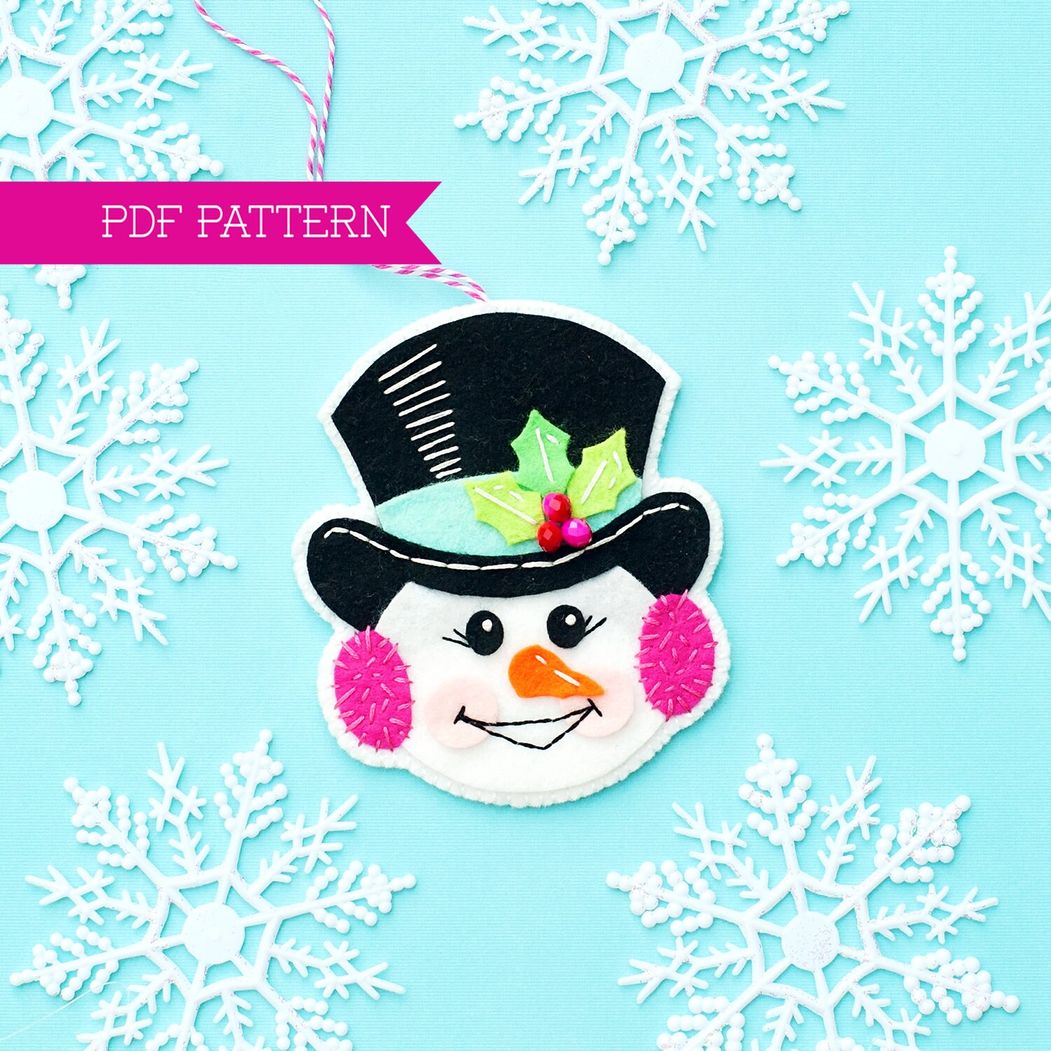 PDF Pattern Snowman Ornament Christmas Ornament Felt | Etsy