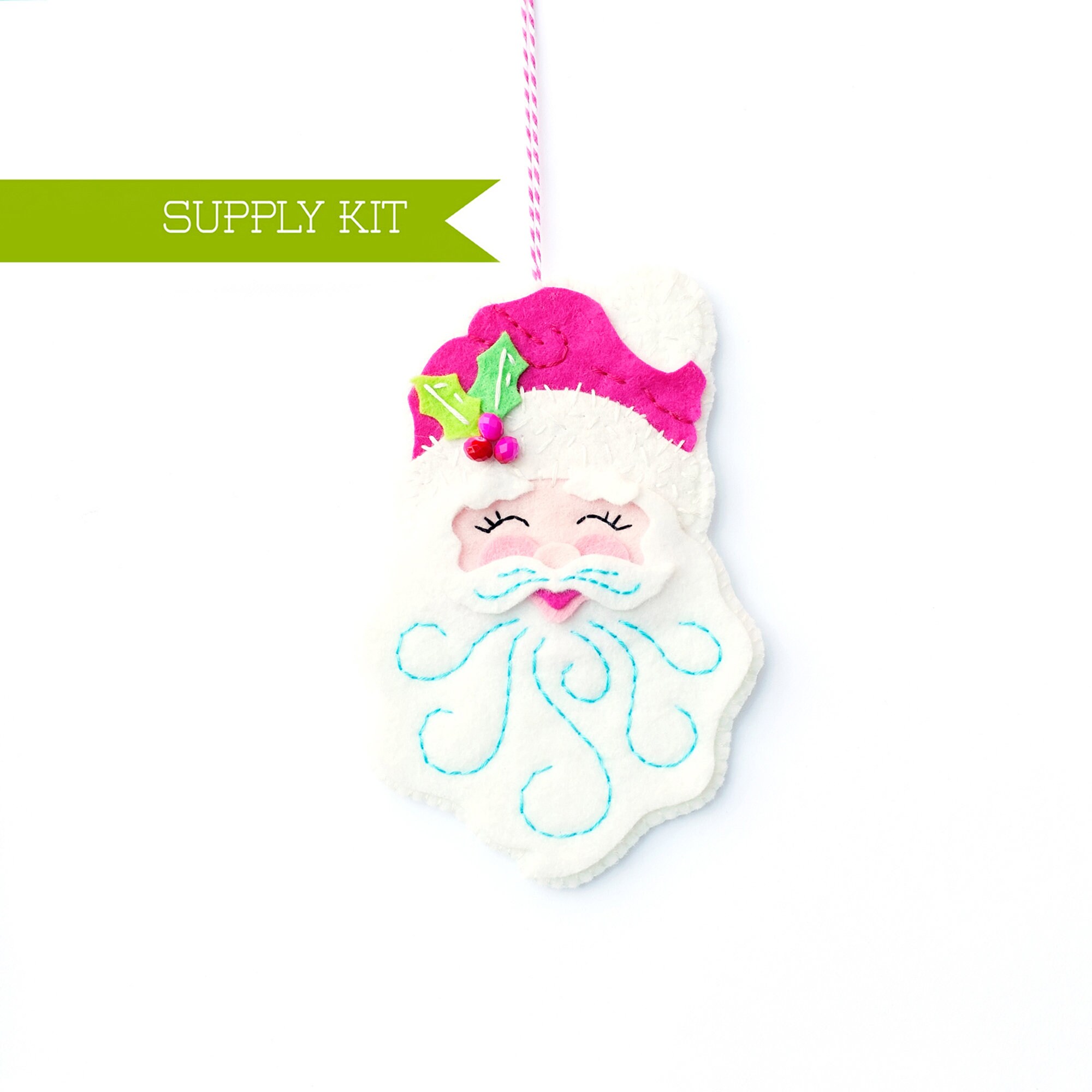 Santa Kit Embroidery Kit Vintage Holiday Felt Ornament Kit - Etsy
