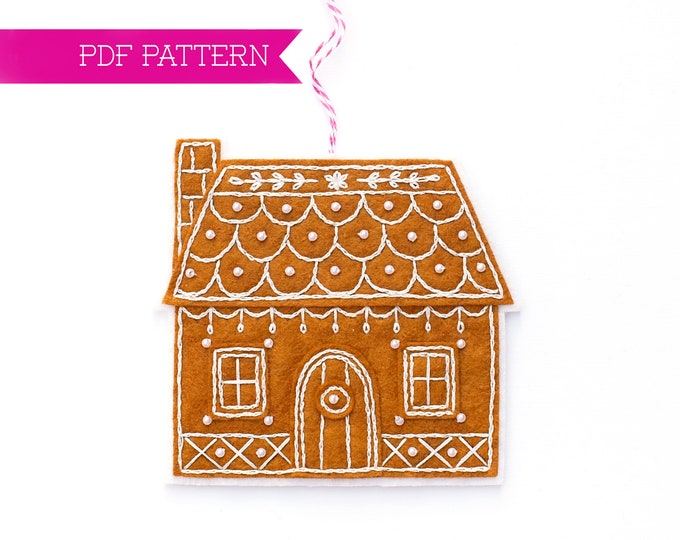 Gingerbread House Felt PDF Pattern Gingerbread Ornament - Etsy