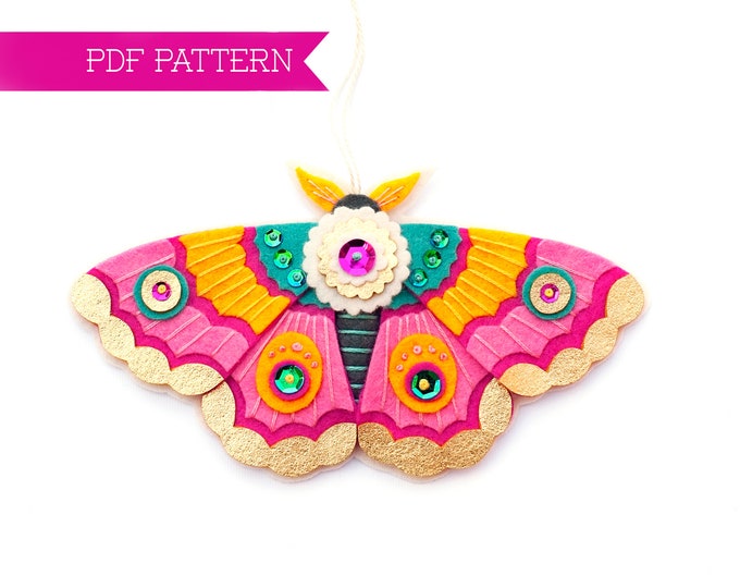 Felt PDF Pattern, Moth Ornament, DIY Ornament, Felt Butterfly Sewing ...
