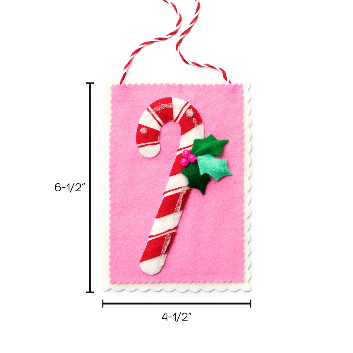 Candy Cane Ornament PDF Pattern, Wool Felt Ornament, Candy Cane Pattern ...