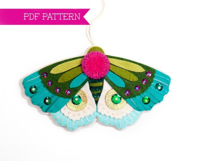 Felt Moth Ornament PDF Pattern DIY Ornament Felt Butterfly - Etsy