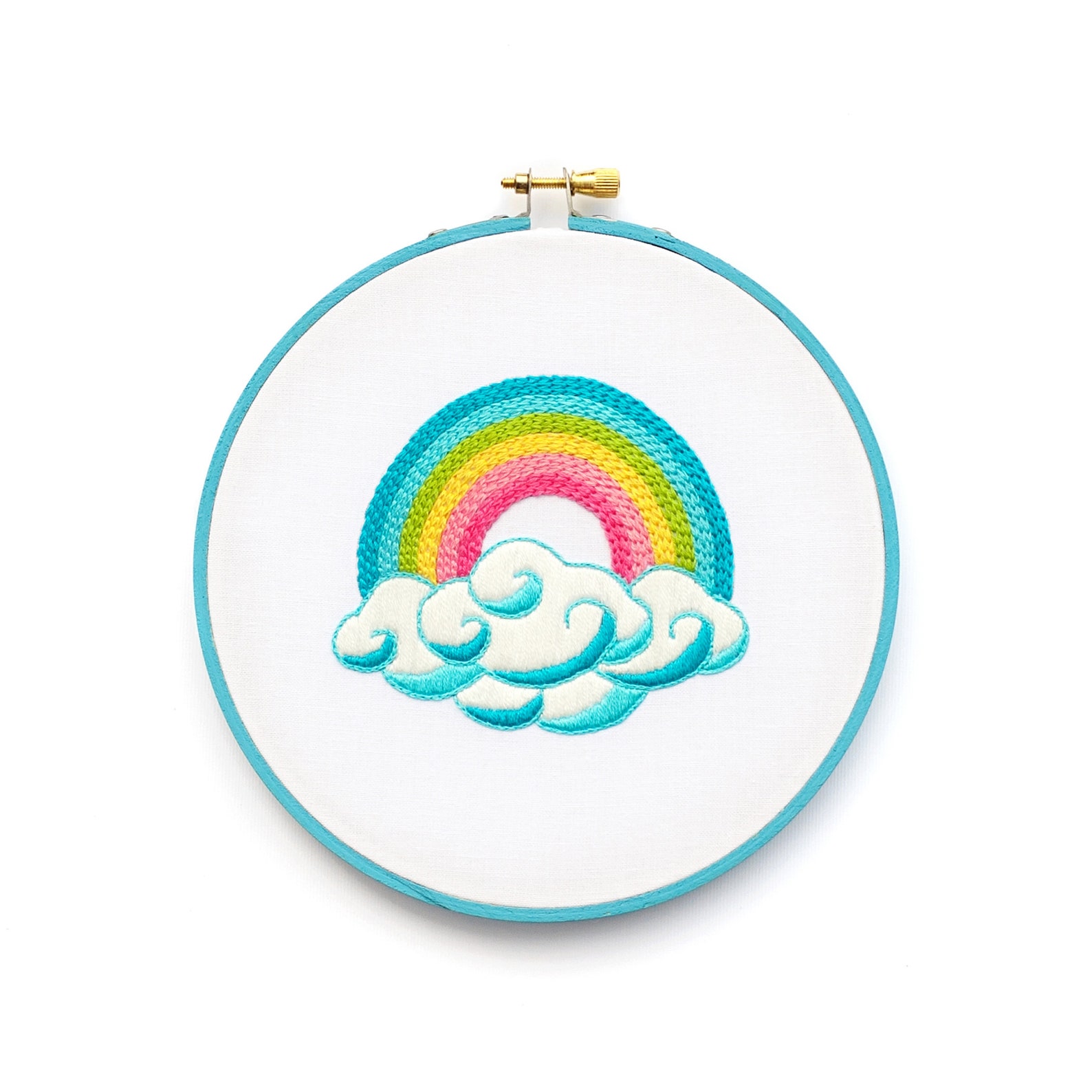 Rainbow PDF Embroidery Pattern Hand Embroidery Pattern Cloud - Etsy