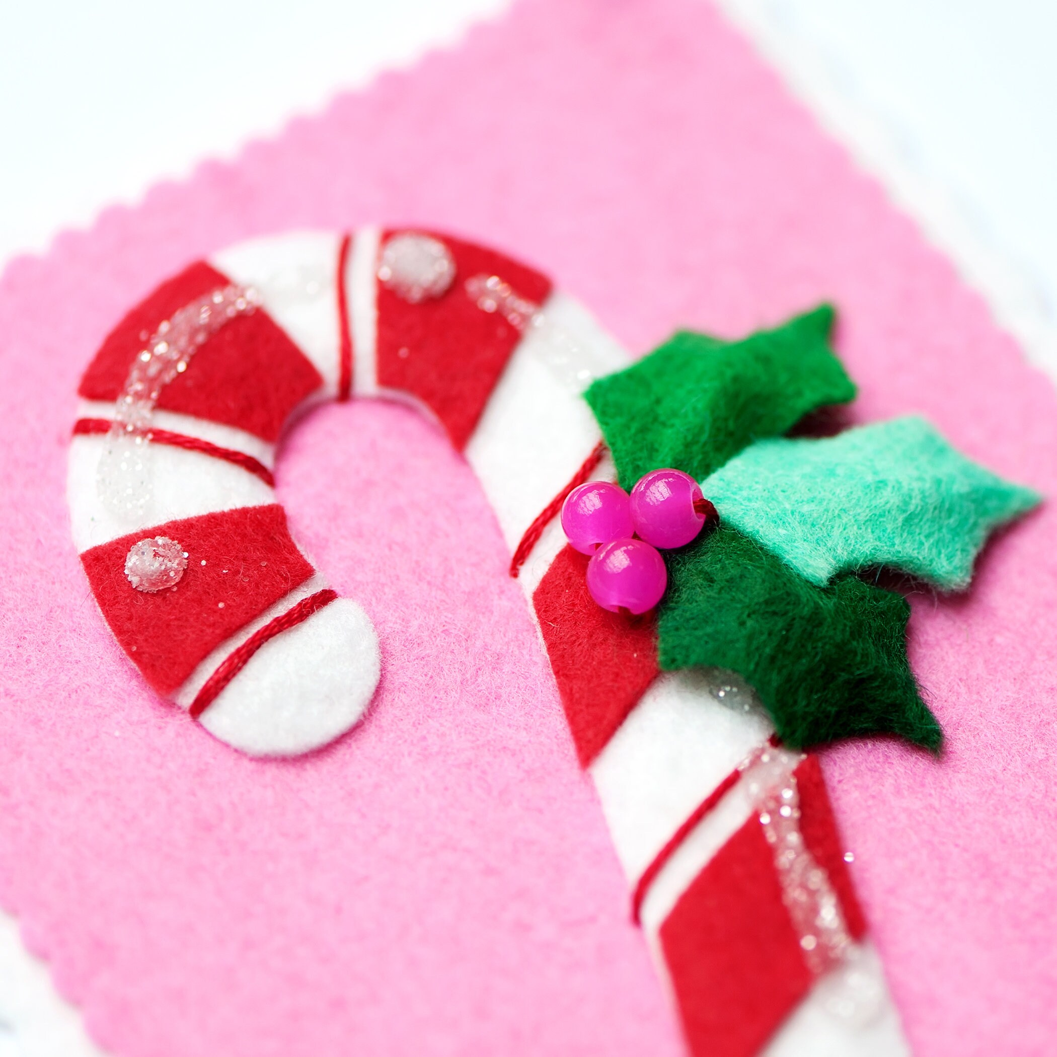 Candy Cane Ornament PDF Pattern, Wool Felt Ornament, Candy Cane Pattern ...