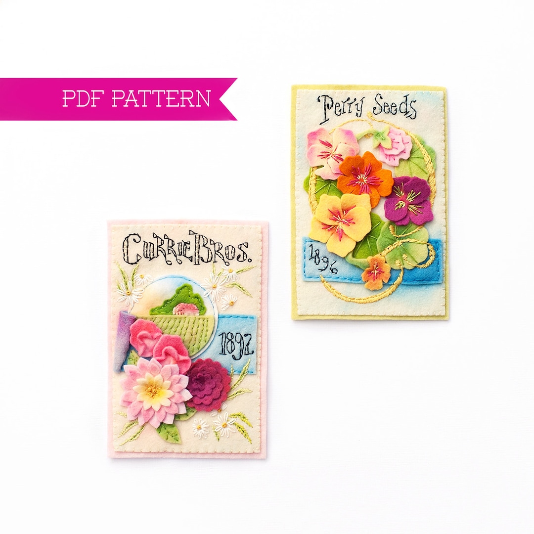 PDF Pattern, Wool Felt Patterns, Seed Packet, Flower Embroidery, Gifts ...