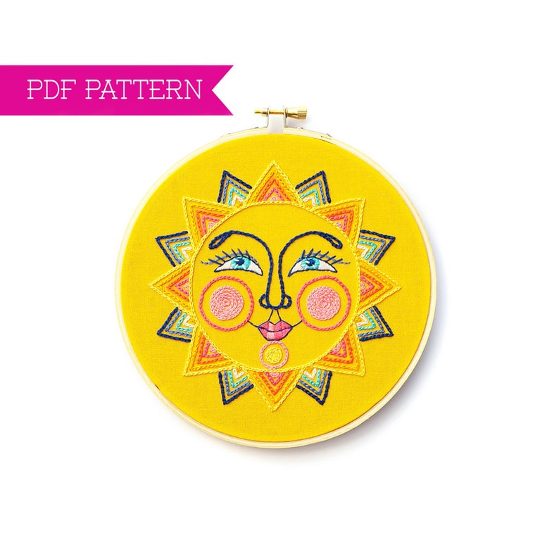 Hand Embroidery Pattern PDF Pattern DIY Embroidery Sun Face | Etsy