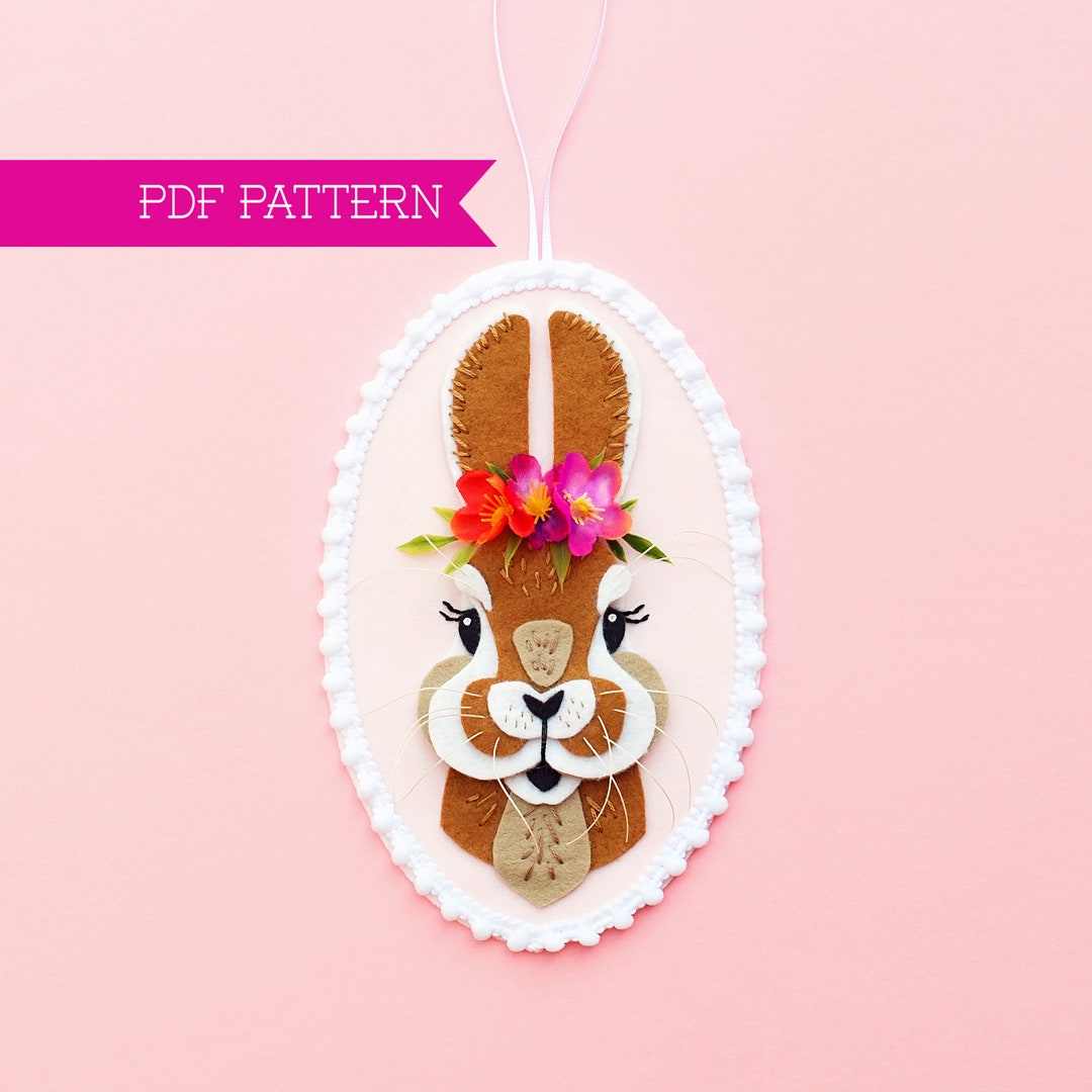 PDF Pattern, Felt Bunny Ornament, Rabbit Decoration, Spring Embroidery ...