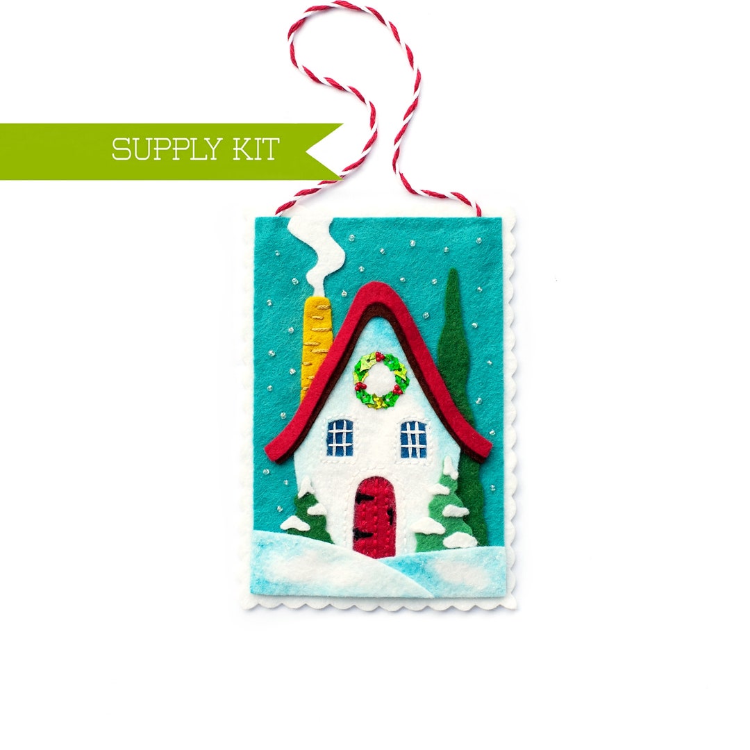 Cottage Ornament Kit, DIY Craft Kit, House Ornament Pattern, Felt ...