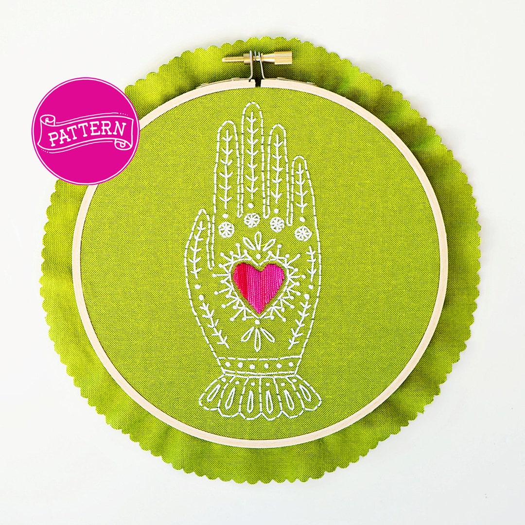 Hand and Heart - PDF Embroidery Hoop Pattern, Instant Download ...