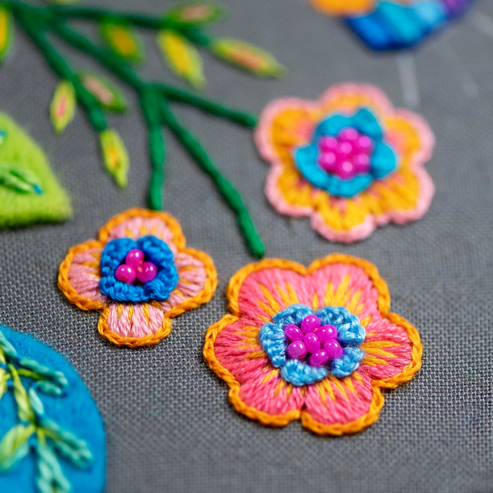 PDF Embroidery Pattern, One Meaningful Word, Flower Embroidery Pattern ...